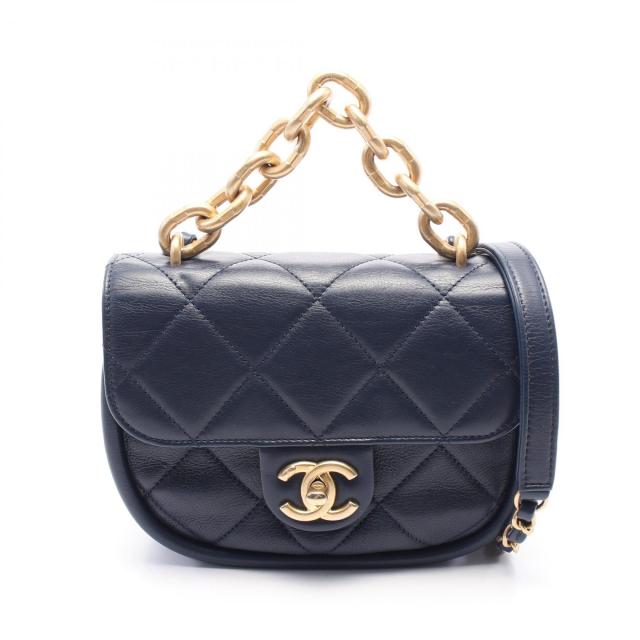 シャネル CHANEL マトラッセ ショルダーバッグ バッグ レザー レディース ネイビー系 AS2721 【中古】