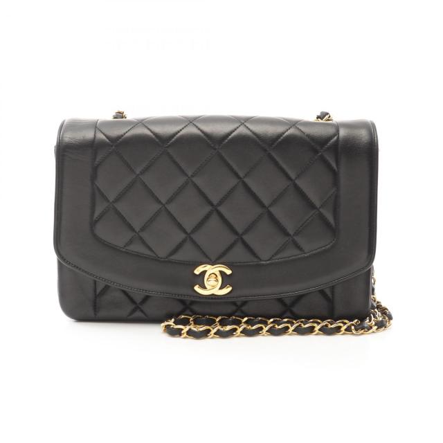 シャネル CHANEL マトラッセ ダイアナフラップ ショルダーバッグ バッグ ラムスキン（羊革） レディース ブラック系 A01165 【中古】