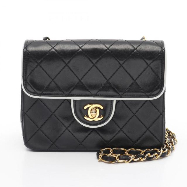 シャネル CHANEL ミニマトラッセ ショルダーバッグ バッグ ラムスキン（羊革） レディース ブラック系 / ホワイト系 【中古】
