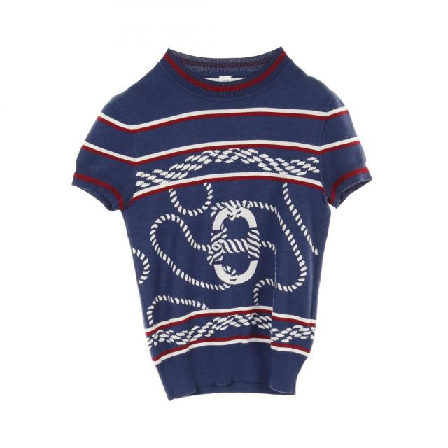 エルメス HERMES カノエ シェーヌダンクル ニット 衣料品 トップス カシミヤ シルク シルク レディース ネイビー系 / マルチカラー 3E2615D4 【中古】