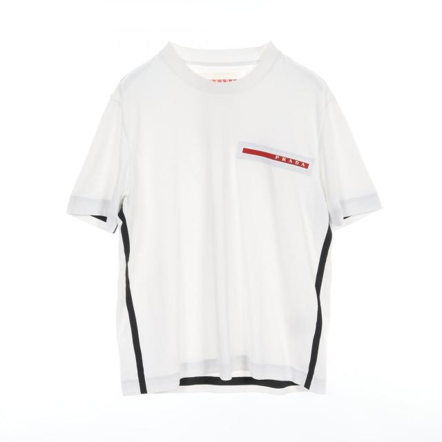 プラダスポーツ リネアロッサ PRADA SPORT LINEA ROSSA Piqu? T-shirt ピケ カットソー 衣料品 トップス ポリエステル メンズ ホワイト系 SJN292 【中古】