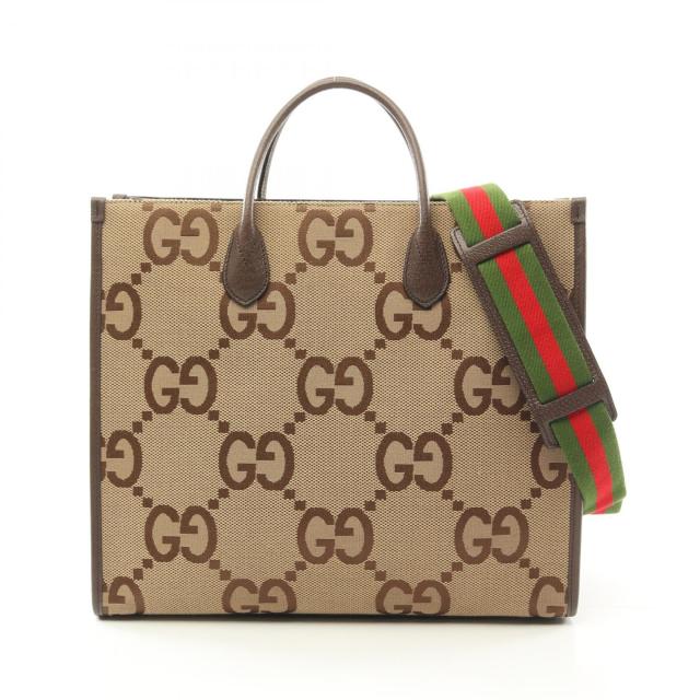 グッチ GUCCI ジャンボGG トートバッグ バッグ キャンバス レザー レディース ベージュ系 / ブラウン系 678839 【中古】