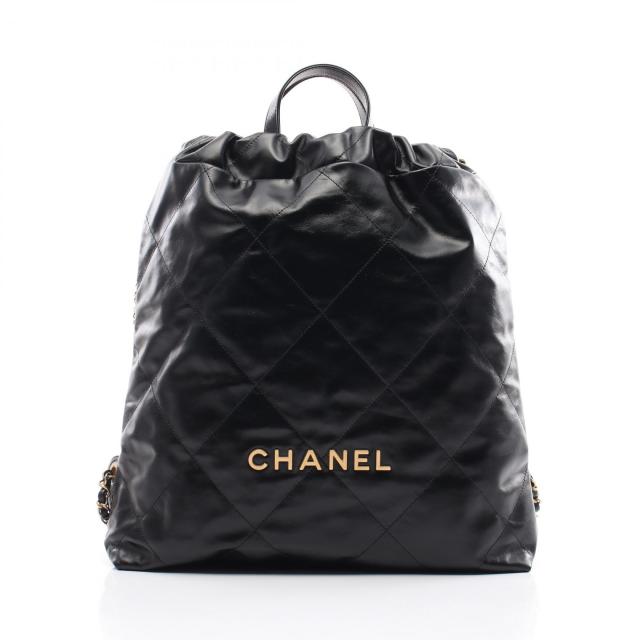 シャネル CHANEL シャネル 22 ラージ リュックサック バックパック バッグ レザー レディース ブラック系 AS3313 【中古】