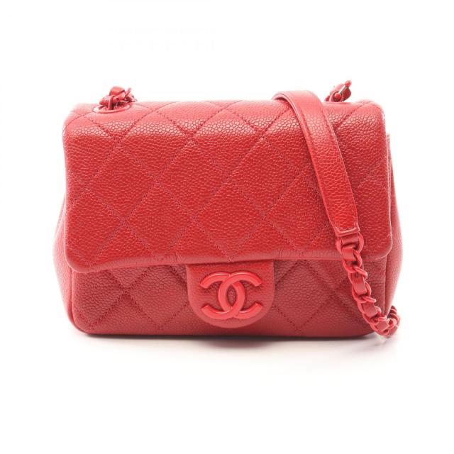 シャネル CHANEL マトラッセ ショルダーバッグ バッグ レザー グレインドカーフスキン レディース レッド系 【中古】
