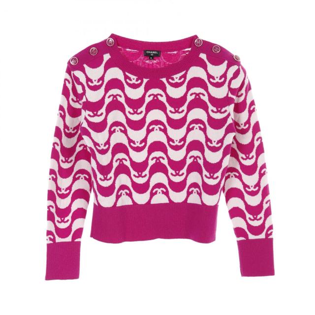 シャネル CHANEL ココマーク ニット 衣料品 トップス カシミヤ レディース パープル系 / ホワイト系 P70436K10043 【中古】