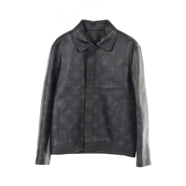 ルイ・ヴィトン LOUIS VUITTON モノグラムシャドウ 革ジャン 衣料品 アウター カーフレザー メンズ ブラック系 / グレー系 【中古】