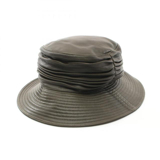 エルメス HERMES ハット 帽子 ラムスキン（羊革） レディース カーキ系 【中古】