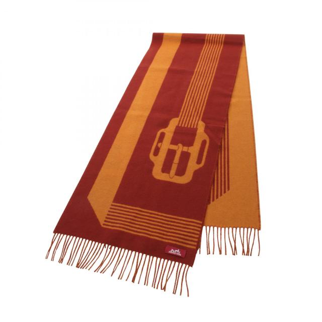 エルメス HERMES サングル ア ブックル マフラー 衣料品 カシミヤ レディース ボルドー系 / オレンジ系 【中古】