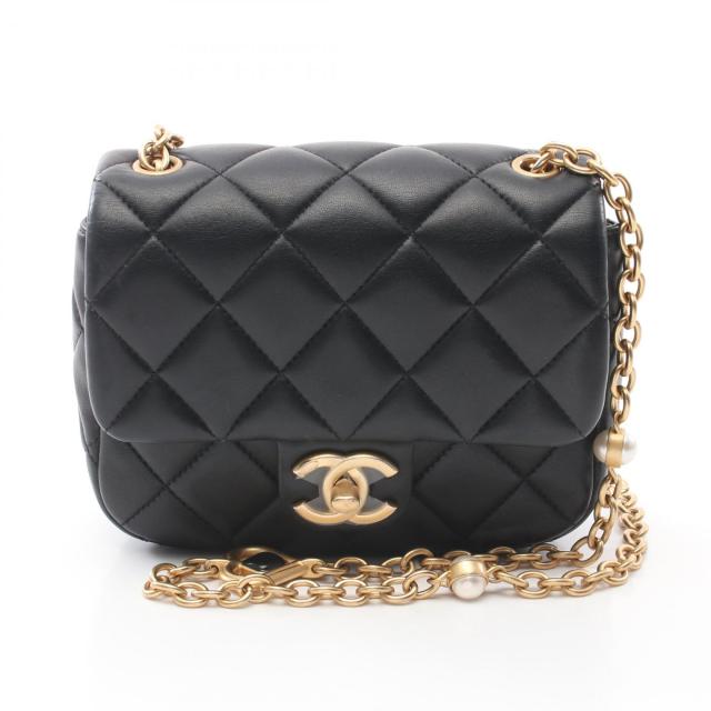 シャネル CHANEL ミニマトラッセ ショルダーバッグ バッグ ラムスキン（羊革） レディース ブラック系 AS3849 【中古】