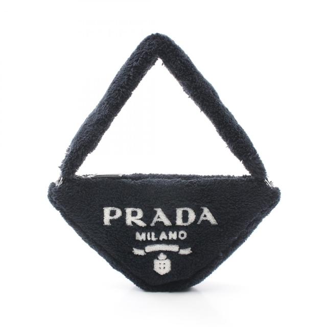 プラダ PRADA テリー トライアングル ハンドバッグ バッグ ファブリック レディース ブラック系 1NE043 【中古】