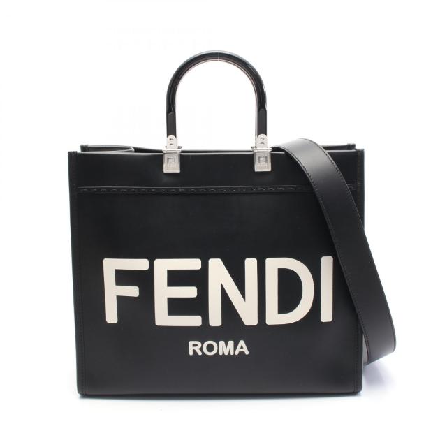フェンディ FENDI SUNSHINE MEDIUM サンシャイン ミディアム トートバッグ バッグ レザー レディース ブラック系 8BH386 【中古】