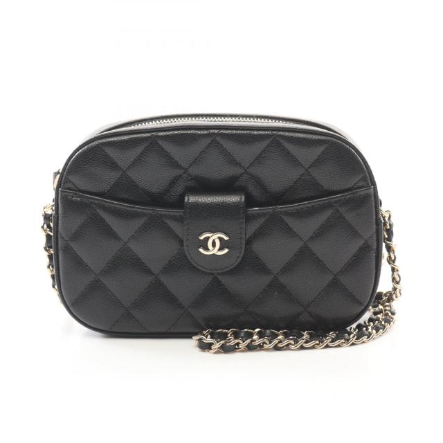 シャネル CHANEL マトラッセ カメラバッグ ショルダーバッグ バッグ レザー グレインドカーフスキン レディース ブラック系 AP3938 【中古】
