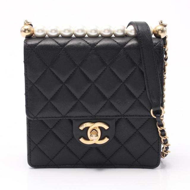 シャネル CHANEL マトラッセ パール ショルダーバッグ バッグ ラムスキン（羊革） レディース ブラック系 AS0584 【中古】