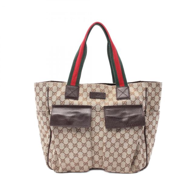 グッチ GUCCI シェリーライン GGキャンバス トートバッグ バッグ キャンバス レザー レディース ベージュ系 / ブラウン系 161836 【中古】