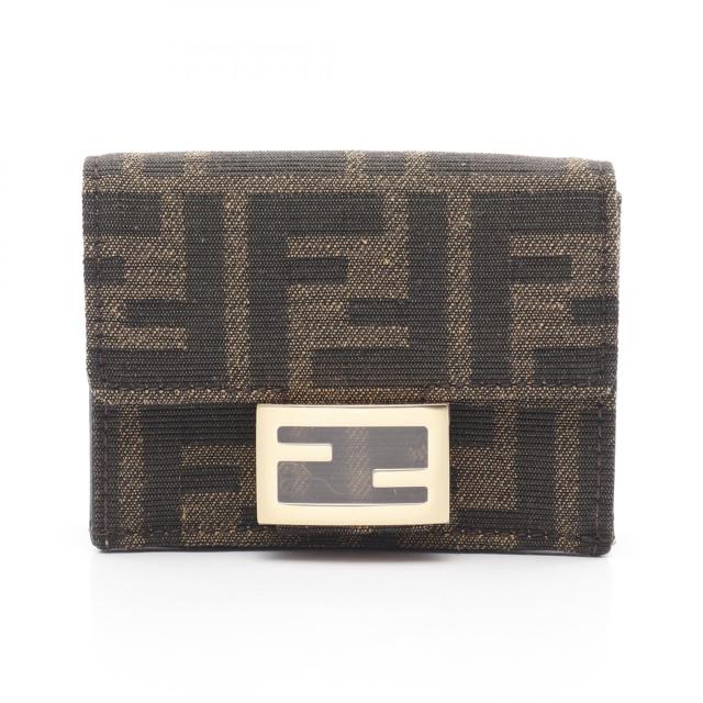 フェンディ FENDI バゲット ズッカ 三つ折り財布 財布 キャンバス レザー レディース ブラウン系 8M0395A98PF0A6E 【新品】