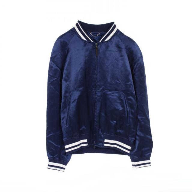 ルイ・ヴィトン LOUIS VUITTON バックロゴエンブロイダリー スーベニアジャケット ブルゾン 衣料品 アウター レーヨン メンズ ネイビー系 【中古】