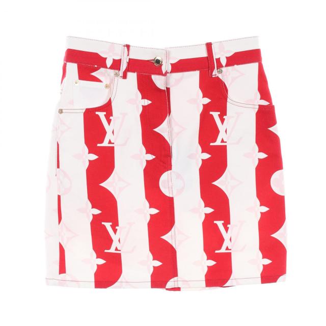 ルイ・ヴィトン LOUIS VUITTON モノグラムフラワー スカート 衣料品 ボトムス コットン レディース ホワイト系 / レッド系 / ピンク系 【中古】