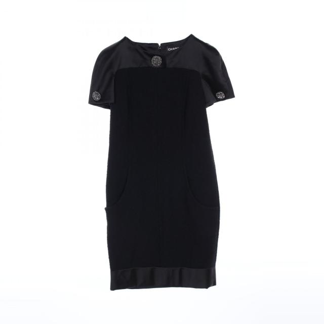 シャネル CHANEL ビジュー ワンピース 衣料品 トップス ウール シルク レディース ブラック系 P52338W05713 【中古】