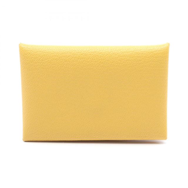 エルメス HERMES カルヴィ ヴェルソ ケース 財布 シェーブル シェーブル レディース イエロー系 【中古】