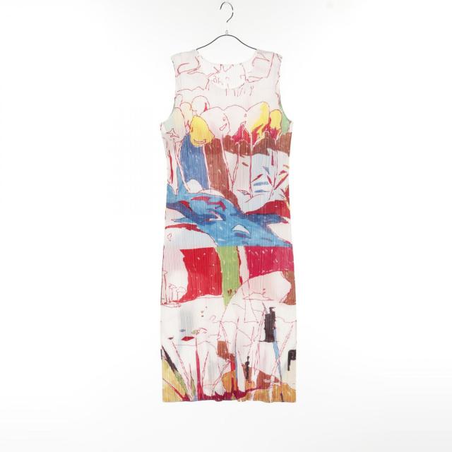 プリーツプリーズ PLEATS PLEASE ワンピース 衣料品 トップス ポリエステル レディース ホワイト系 / マルチカラー PP51-JH816 【中古】