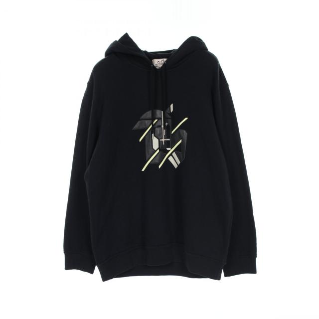 エルメス HERMES シュヴォー アン シンメトリー パーカー 衣料品 トップス コットン メンズ ブラック系 【中古】