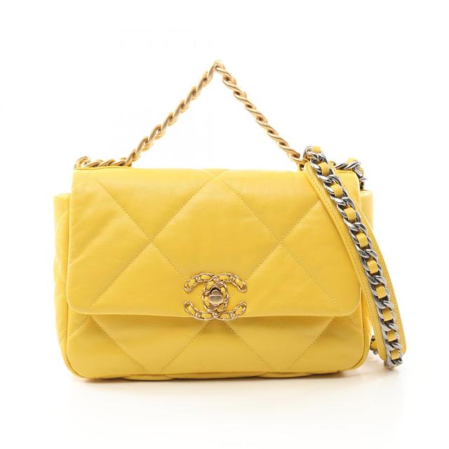 シャネル CHANEL 19 ディズヌフ マトラッセ ショルダーバッグ バッグ ラムスキン（羊革） レディース イエロー系 AS1160 【中古】