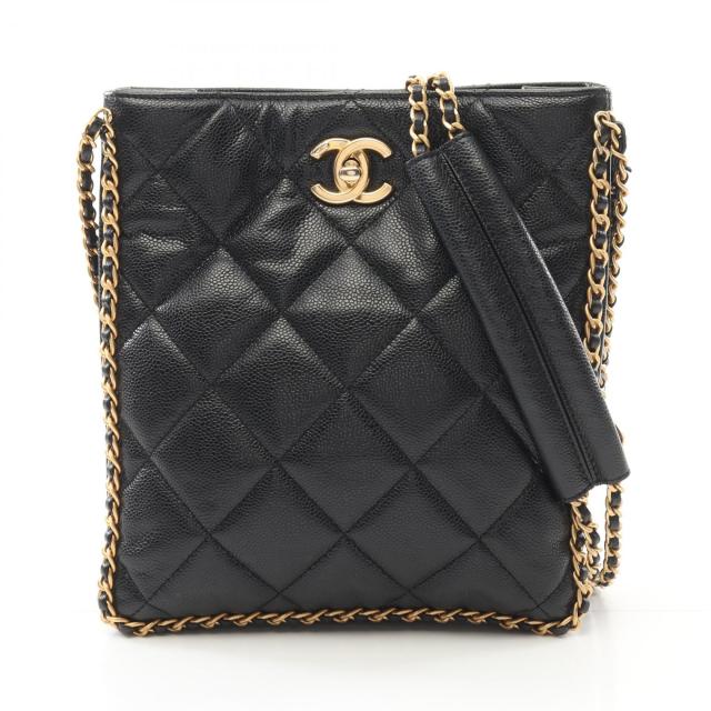 シャネル CHANEL スモールショッピングバッグ マトラッセ ショルダーバッグ バッグ レザー グレインドカーフスキン レディース ブラック系 AS3470 【中古】