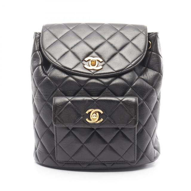 シャネル CHANEL マトラッセ リュックサック バックパック バッグ ラムスキン（羊革） レディース ブラック系 A10177 【中古】