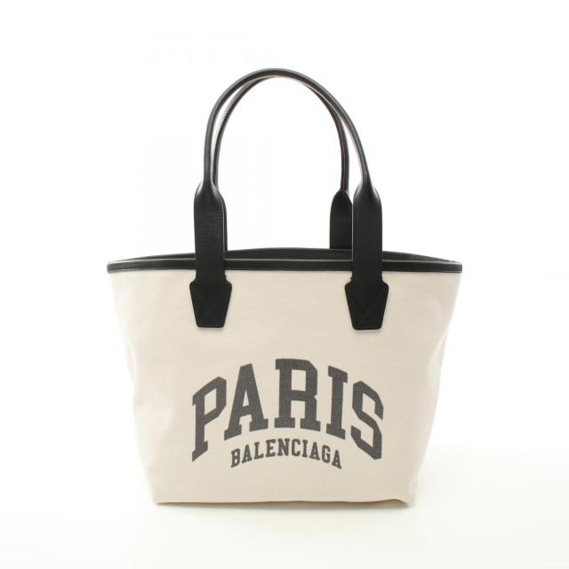 バレンシアガ BALENCIAGA シティーズ パリ ジャンボ トートバッグ バッグ キャンバス レザー レディース ホワイト系 / ブラック系 692068 【中古】