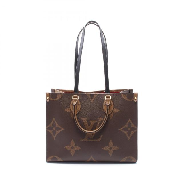 ルイ・ヴィトン LOUIS VUITTON オンザゴーMM トートバッグ バッグ PVCコーティングキャンバス レザー モノグラム・ジャイアントリバース レディース ブラウン系 / ベージュ系 M45321 【中古】