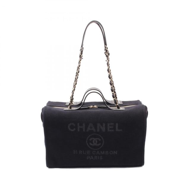 シャネル CHANEL ドーヴィル ショルダーバッグ バッグ キャンバス レザー レディース ネイビー系 AS4166 【中古】