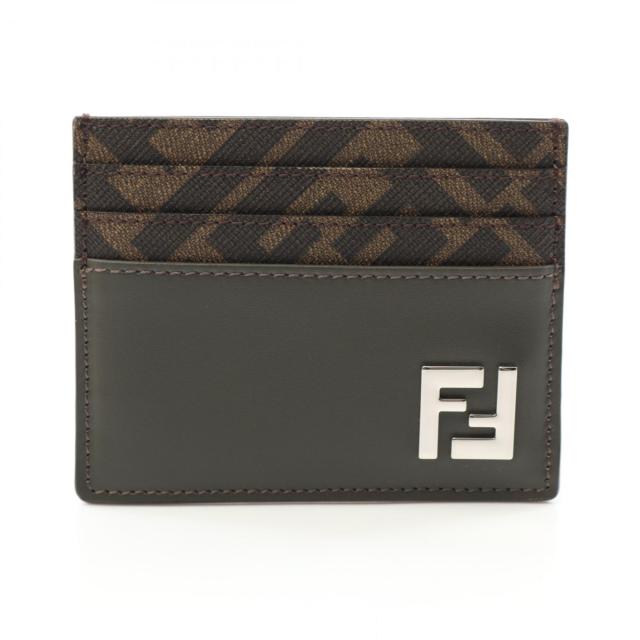 フェンディ FENDI FFロゴ カードケース アクセサリー レザー PVCコーティングキャンバス メンズ グリーン系 / ブラウン系 / ブラック系 7M0164AFF2F1QCZ 【新品】