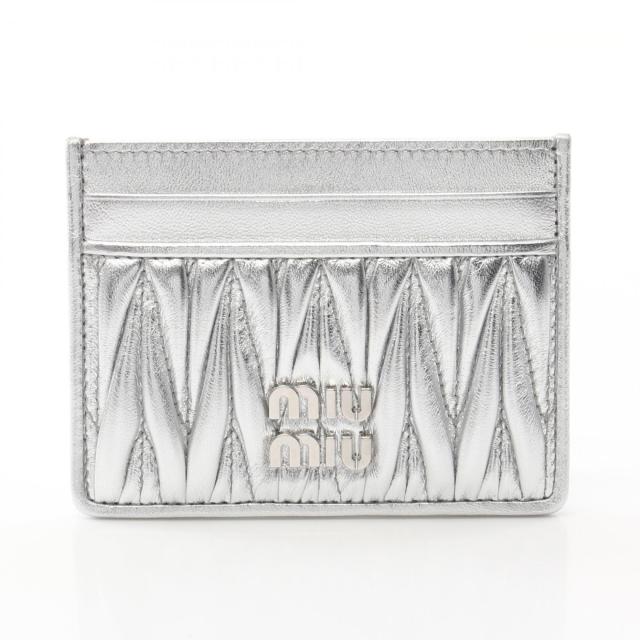 ミュウ ミュウ Miu Miu MATELASSE マテラッセ カードケース アクセサリー レザー レディース シルバー系 5MC076AFPPF0118 【新品】