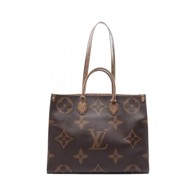 ルイ・ヴィトン LOUIS VUITTON オンザゴーGM トートバッグ バッグ PVCコーティングキャンバス モノグラム・ジャイアントリバース レディース ブラウン系 / ベージュ系 M44576 【中古】