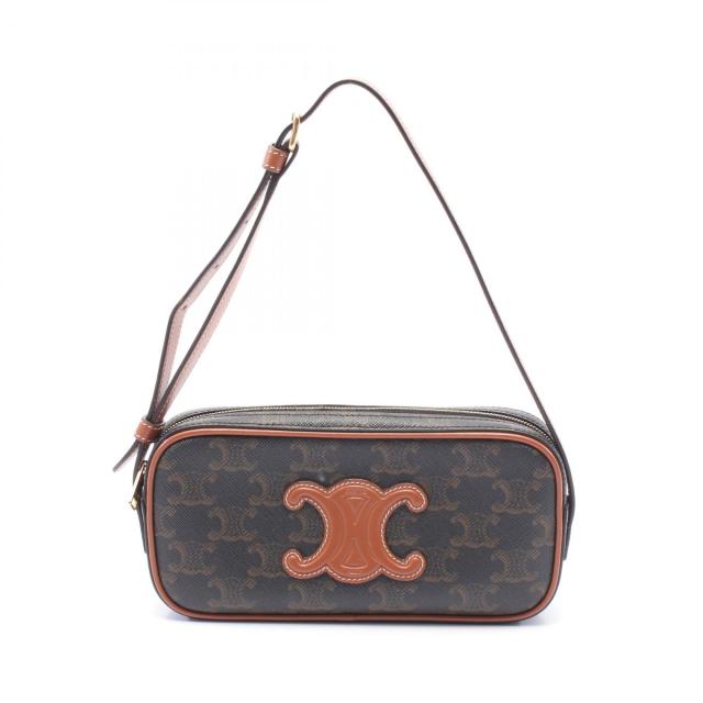 セリーヌ CELINE キュイル トリオンフ ミニカメラバッグ ショルダーバッグ バッグ PVCコーティングキャンバス レザー レディース ブラウン系 【中古】