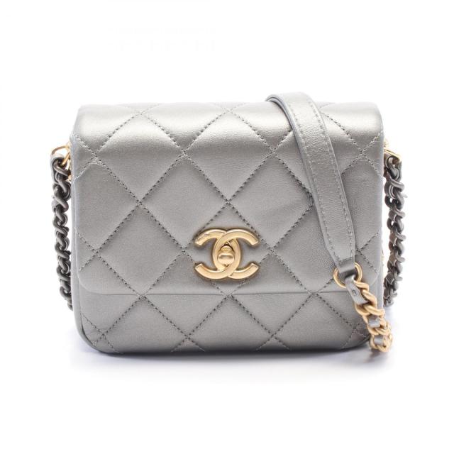 シャネル CHANEL マトラッセ ショルダーバッグ バッグ レザー レディース シルバー系 AS2733 【中古】