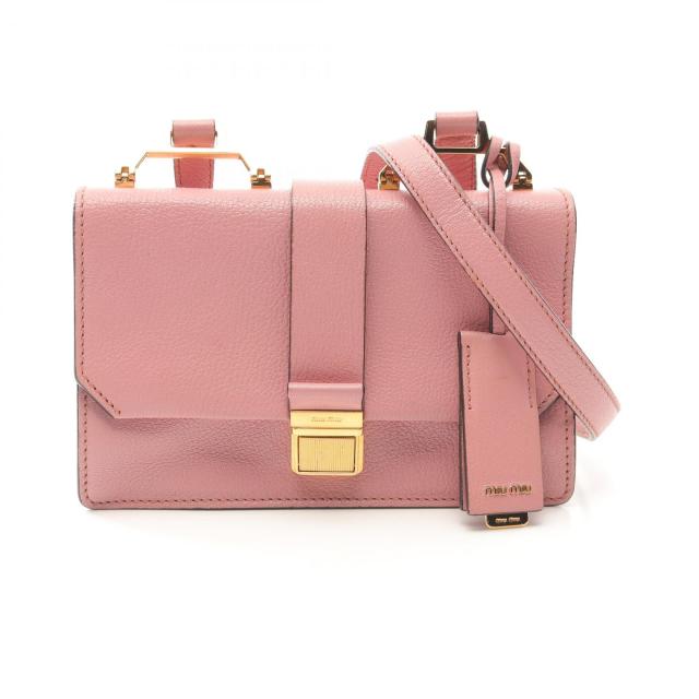 ミュウ ミュウ Miu Miu MADRAS マドラス ショルダーバッグ バッグ レザー レディース ピンク系 【中古】