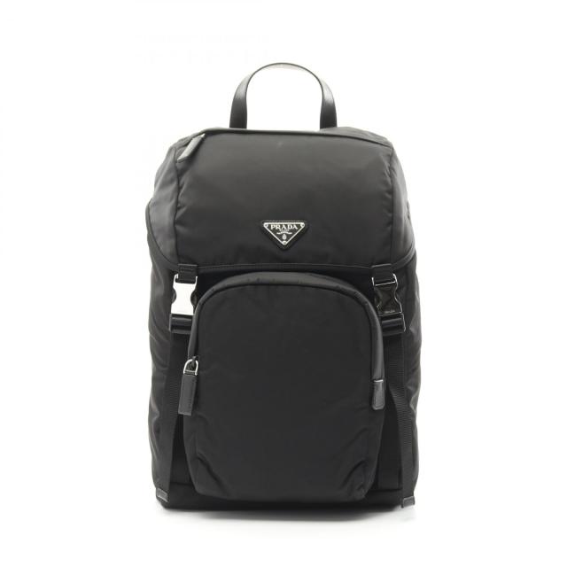 プラダ PRADA Re-Nylon リュックサック バックパック バッグ ナイロン サフィアーノレザー メンズ ブラック系 2VZ135HOL2DMGF0002 【新品】