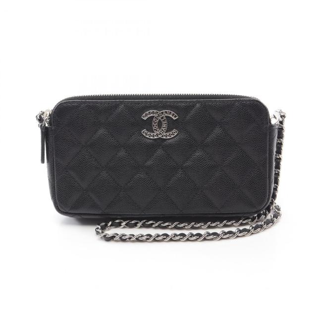 シャネル CHANEL マトラッセ ショルダーバッグ バッグ レザー レディース ブラック系 AP3837 【中古】
