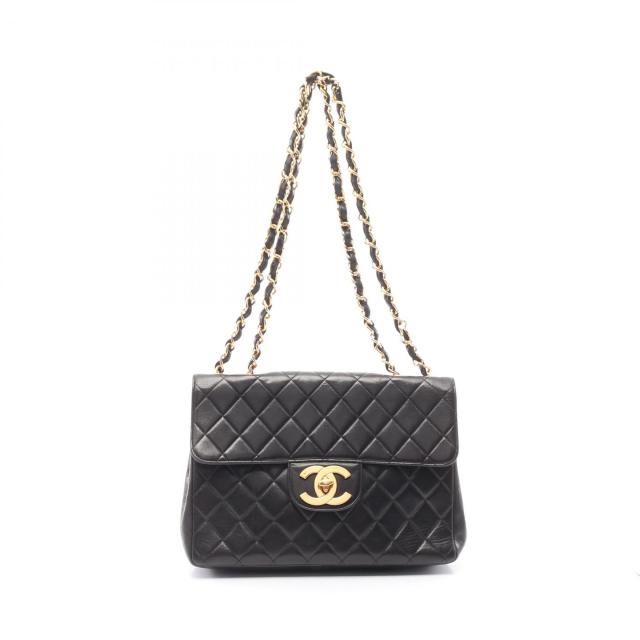 シャネル CHANEL デカマトラッセ30 シングルフラップ ショルダーバッグ バッグ ラムスキン（羊革） レディース ブラック系 A04412 【中古】