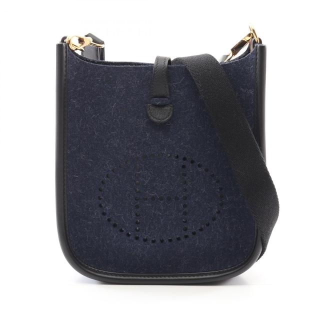 エルメス HERMES エヴリンTPM アマゾン ショルダーバッグ バッグ レザー フェルト / ヴォースイフト フェルト レディース ネイビー系 / ブラック系 【中古】