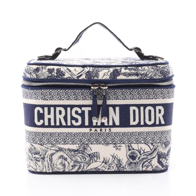 クリスチャンディオール Christian Dior DiorTravel ヴァニティ ハンドバッグ バッグ キャンバス レディース ホワイト系 / ネイビー系 【中古】