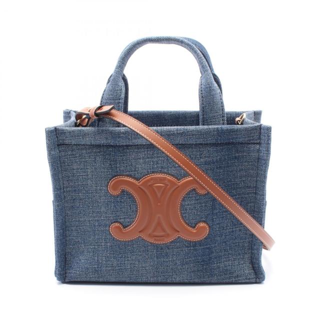 セリーヌ CELINE SMALL CABAS スモール カバ タイス トートバッグ バッグ デニム レザー レディース ネイビー系 / ブラウン系 199162GFF05BD 【新品】