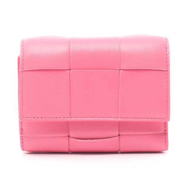 ボッテガヴェネタ BOTTEGA VENETA カセット マキシイントレチャート スモール 三つ折りフラップウォレット 三つ折り財布 財布 レザー レディース ピンク系 651372VCQC15090 【新品】