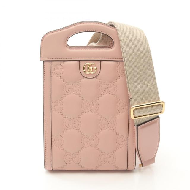 グッチ GUCCI GGマトラッセ ミニ トップハンドルバッグ ハンドバッグ バッグ レザー レディース ピンク系 723776 【中古】