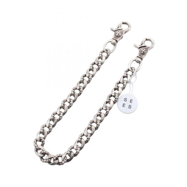 クロムハーツ CHROME HEARTS ファンシー ロング 2クリップ ファンシー ウォレットチェーン キーホルダー アクセサリー SV925 メンズ シルバー系 【中古】