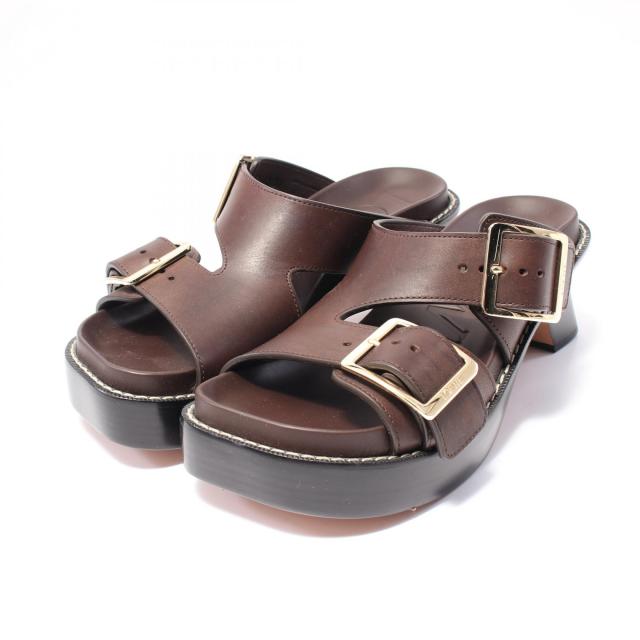 ロエベ LOEWE イーズ ヒール スライド ミュール 靴 レザー レディース ブラウン系 L814465X83601539 【新品】