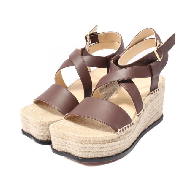 ロエベ LOEWE ペタル エスパドリーユ サンダル 靴 レザー レディース ブラウン系 L815283X19311038 【新品】