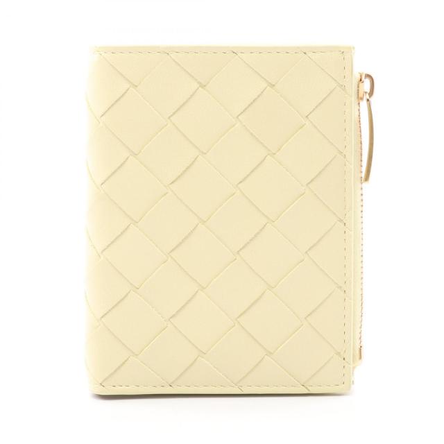 ボッテガヴェネタ BOTTEGA VENETA イントレチャート 二つ折り財布 財布 レザー レディース イエロー系 707601VCPP37406 【新品】