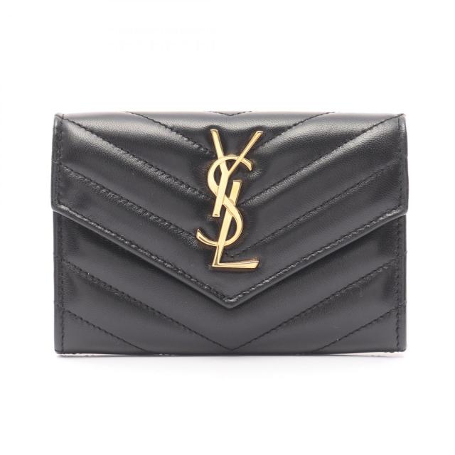 サンローラン SAINT LAURENT モノグラム サンローラン エンベロープ ウォレット 二つ折り財布 財布 レザー レディース ブラック系 414404AAA441000 【新品】